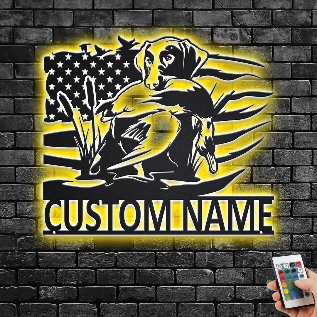 Custom US Duck Hunting Metal Wall Art With LED Light, Personalized Duck ...