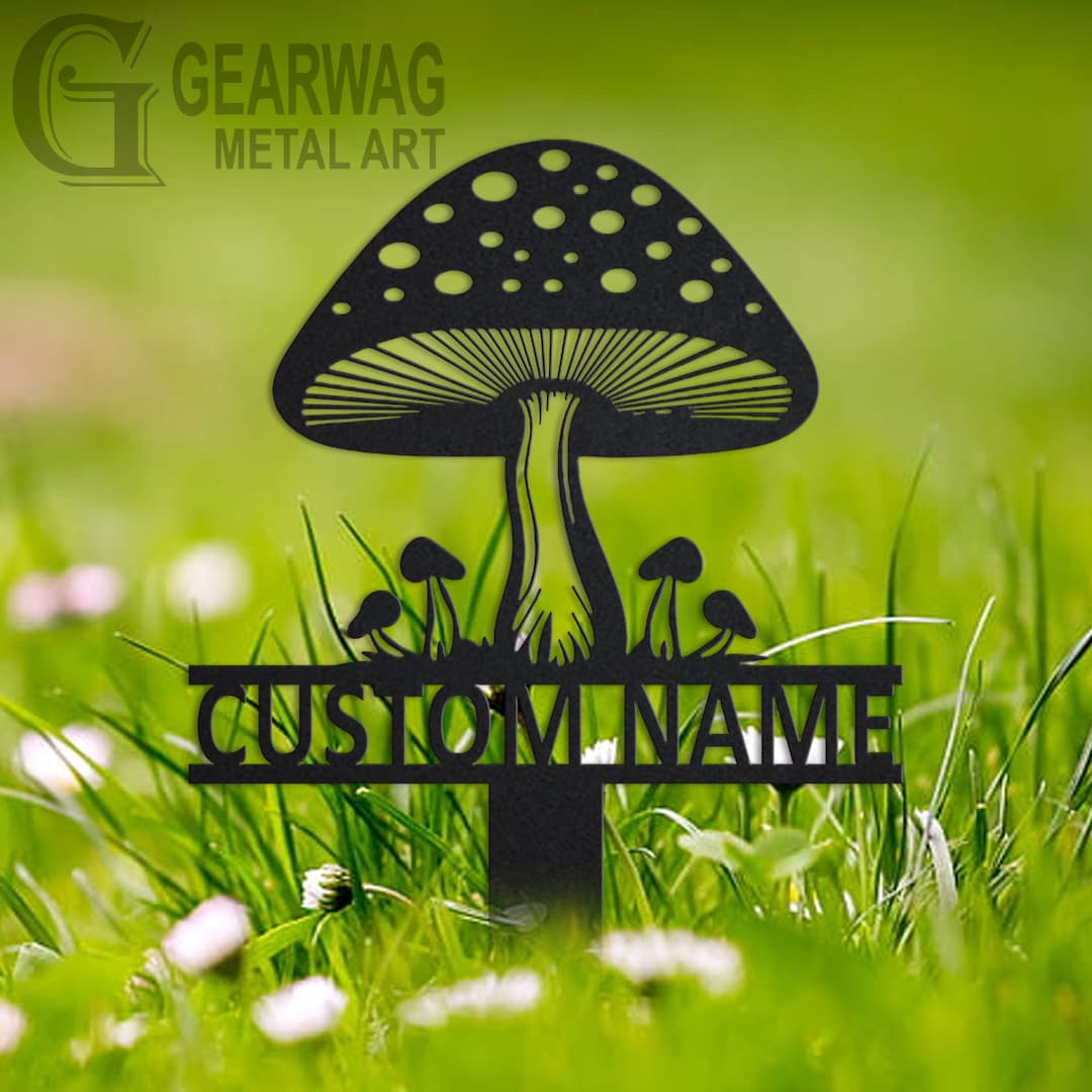 Personalized Mushroom Garden Metal Sign: Custom Outdoor Decor - Etsy