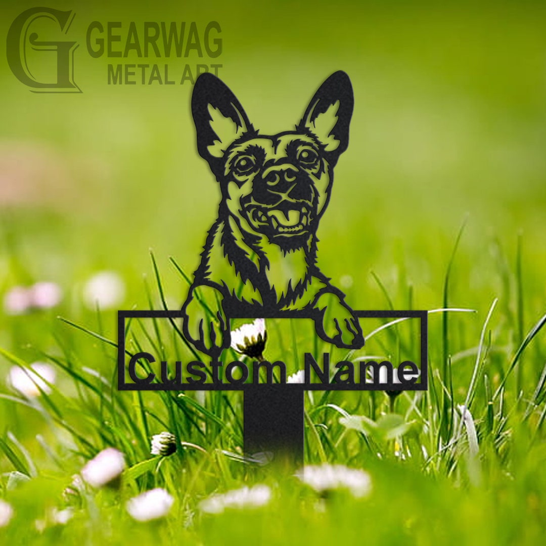 Personalized Belgian Malinois Dog Metal Garden Sign - Custom Pet ...