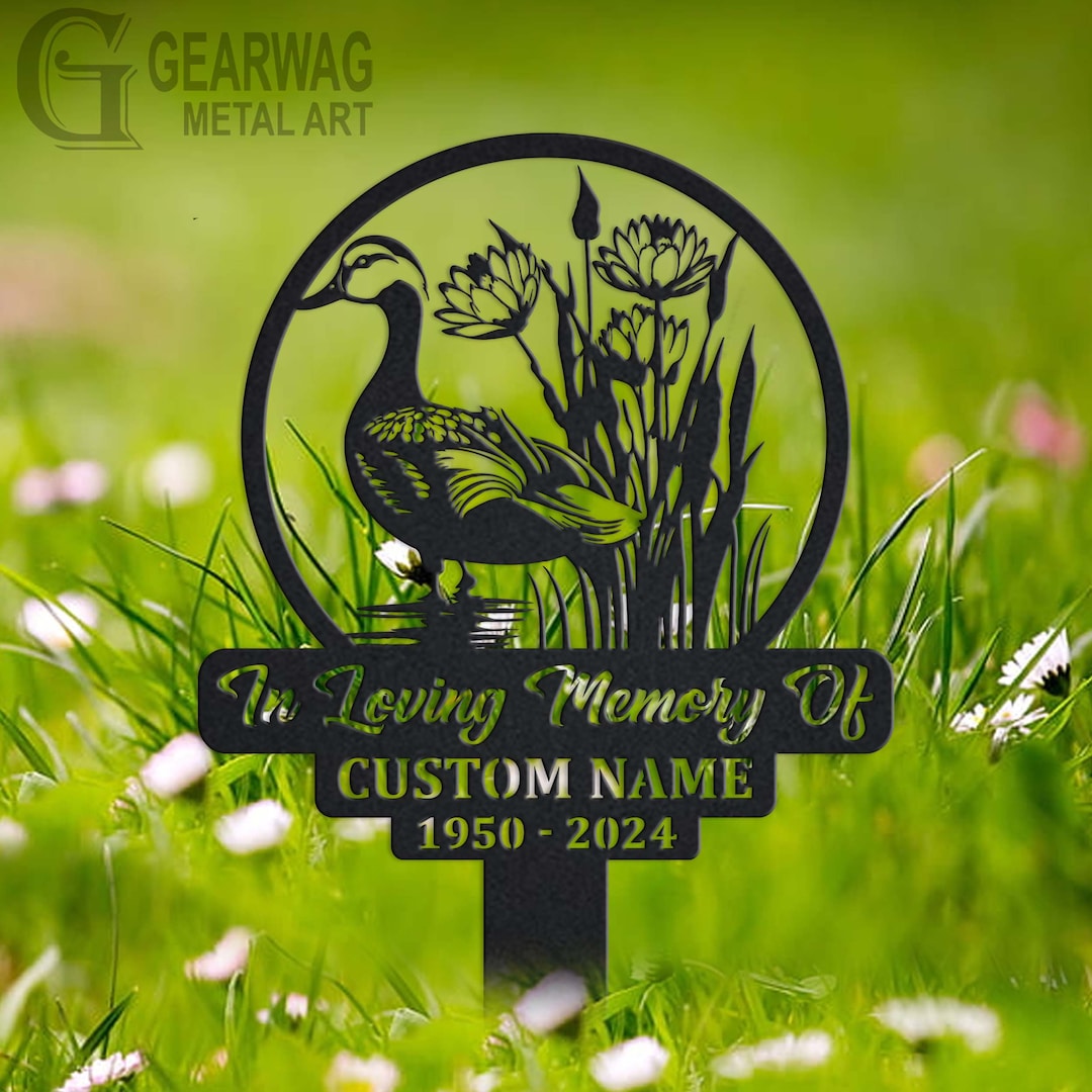 Custom Duck Memorial Stake: Metal Sympathy Sign, Outdoor Grave Marker ...