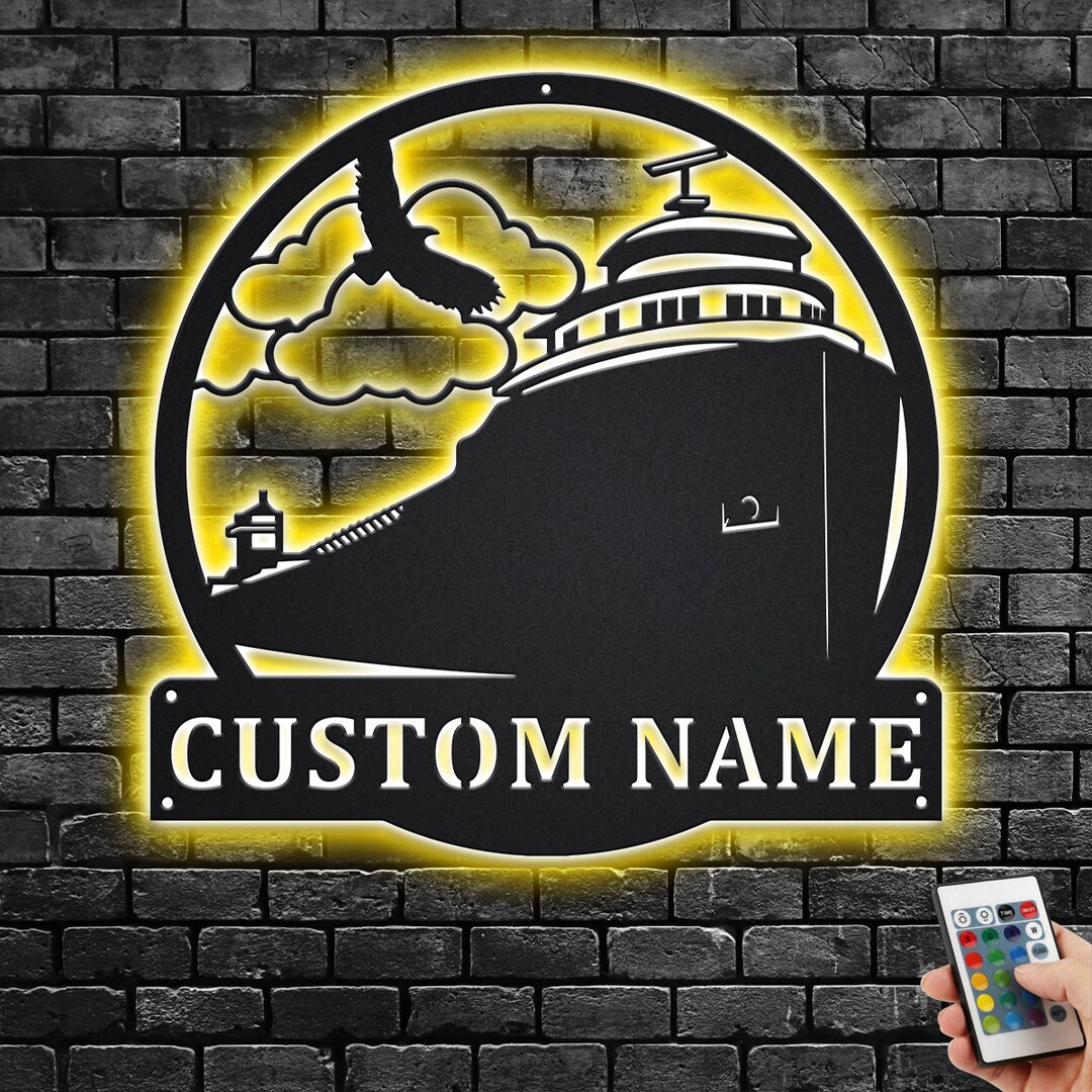Custom Lake Freighter Ship Metal Wall Art With LED Light, Personalized ...