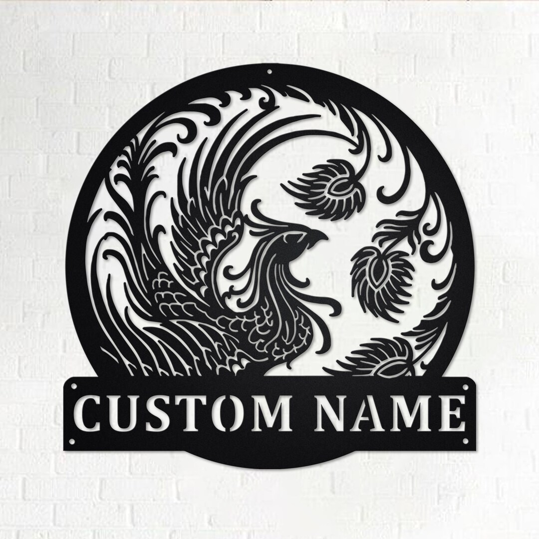 Custom Phoenix Metal Wall Art, Personalized Phoenix Name Sign ...