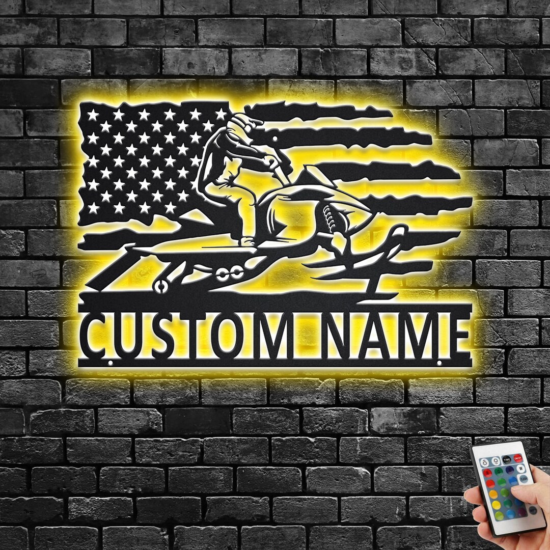 Custom US Snowmobile Metal Wall Art With LED Light, Personalized ...