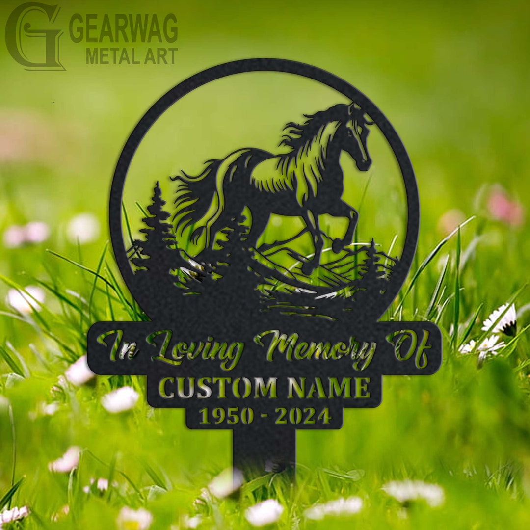 Custom Horses Memorial Stake, Metal Stake, Outdoor Decor, in Loving ...