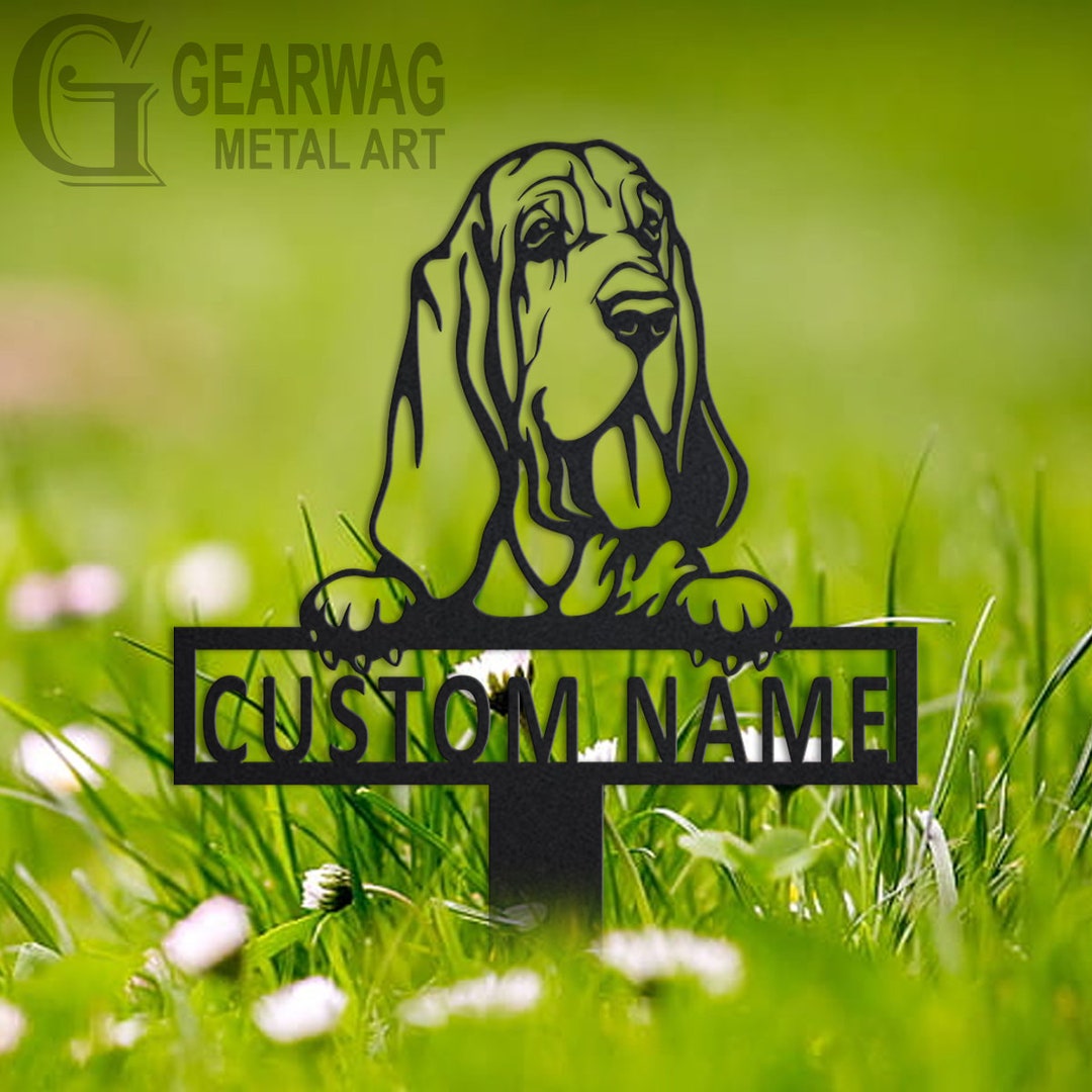Personalized Bloodhound Dog Garden Metal Yard Sign, Custom Bloodhound ...
