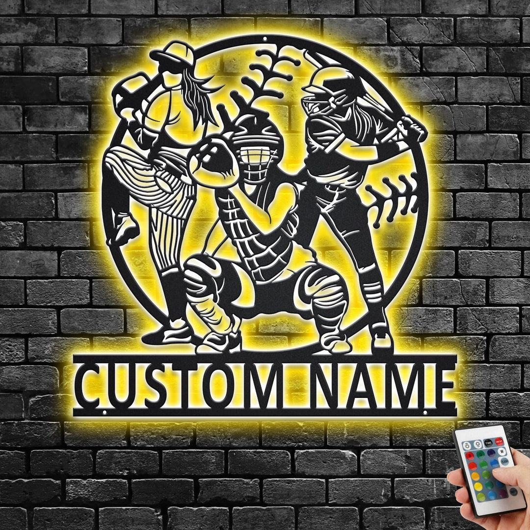 Custom Softball Metal LED Wall Art: Personalized Team Name Decor - Etsy