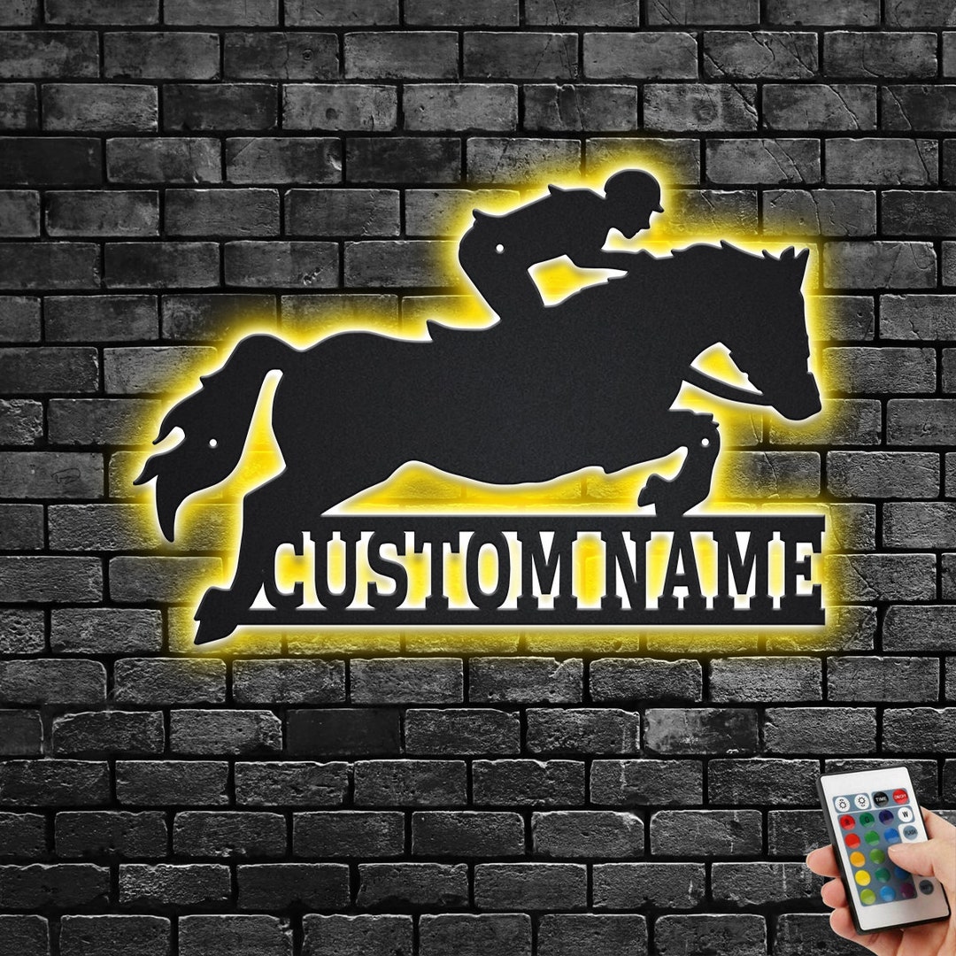 Custom Equestrian Show Jumping Metal Wall Art With LED Light ...