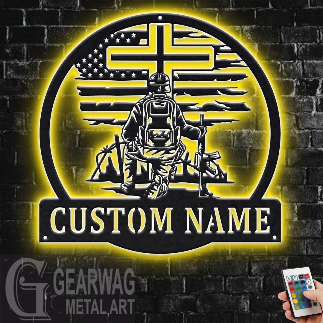 Custom Soldier Metal Sign With LED Light, Personalized Soldier Name ...