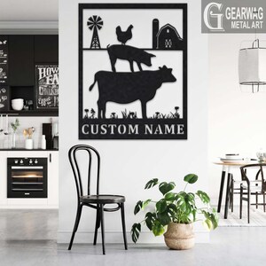 Custom Farm Animal Metal Sign With LED Light, Personalized Farm Animal ...