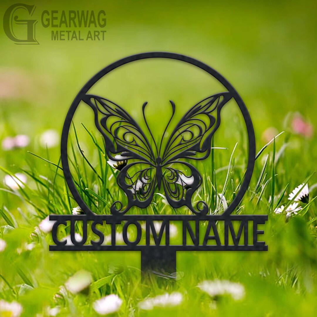Personalized Butterfly Garden Sign: Metal Floral Yard Art - Etsy UK