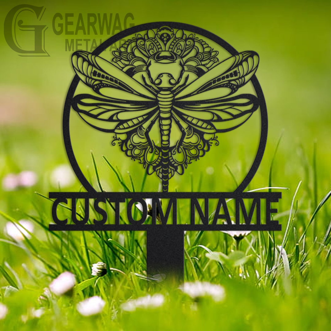 Personalized Dragonfly Garden Sign, Metal Yard Art, Custom Dragonfly ...