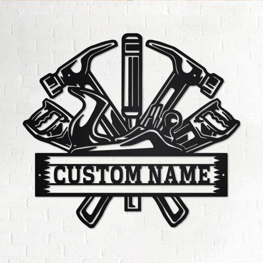 Custom Carpenter Tools Metal Wall Art, Personalized Carpenter Name Sign ...