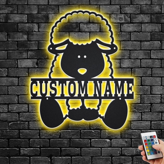 Custom Sheep Metal Wall Art With LED Light Personalized Sheep - Etsy
