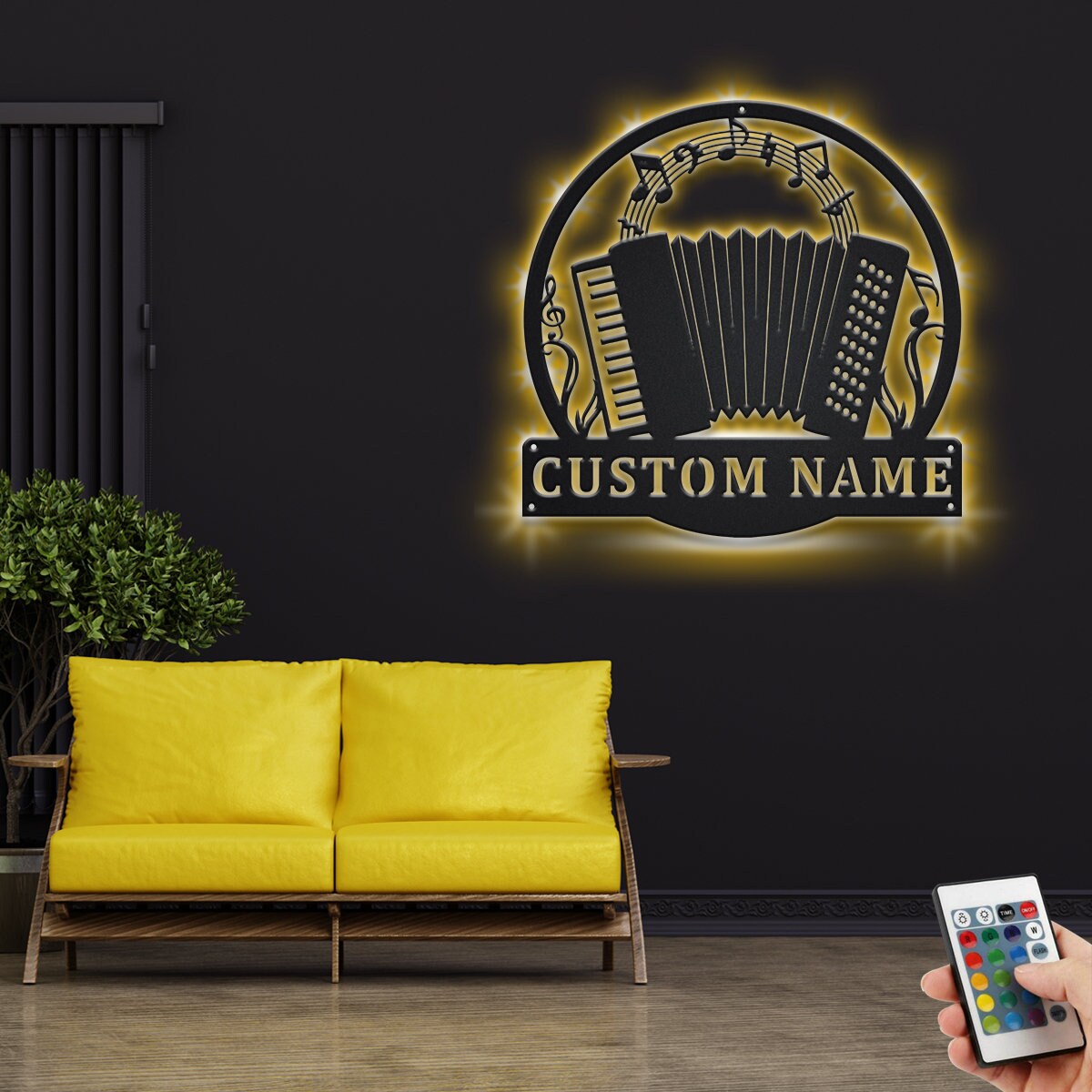 Custom Accordion Metal Wall Art With LED Lights: Personalized Music ...