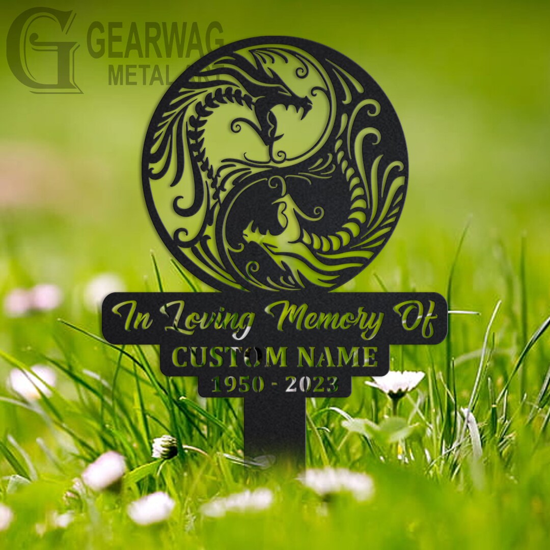 Custom Magic Dragon Memorial Stake, Metal Stake, Outdoor Decor, in ...