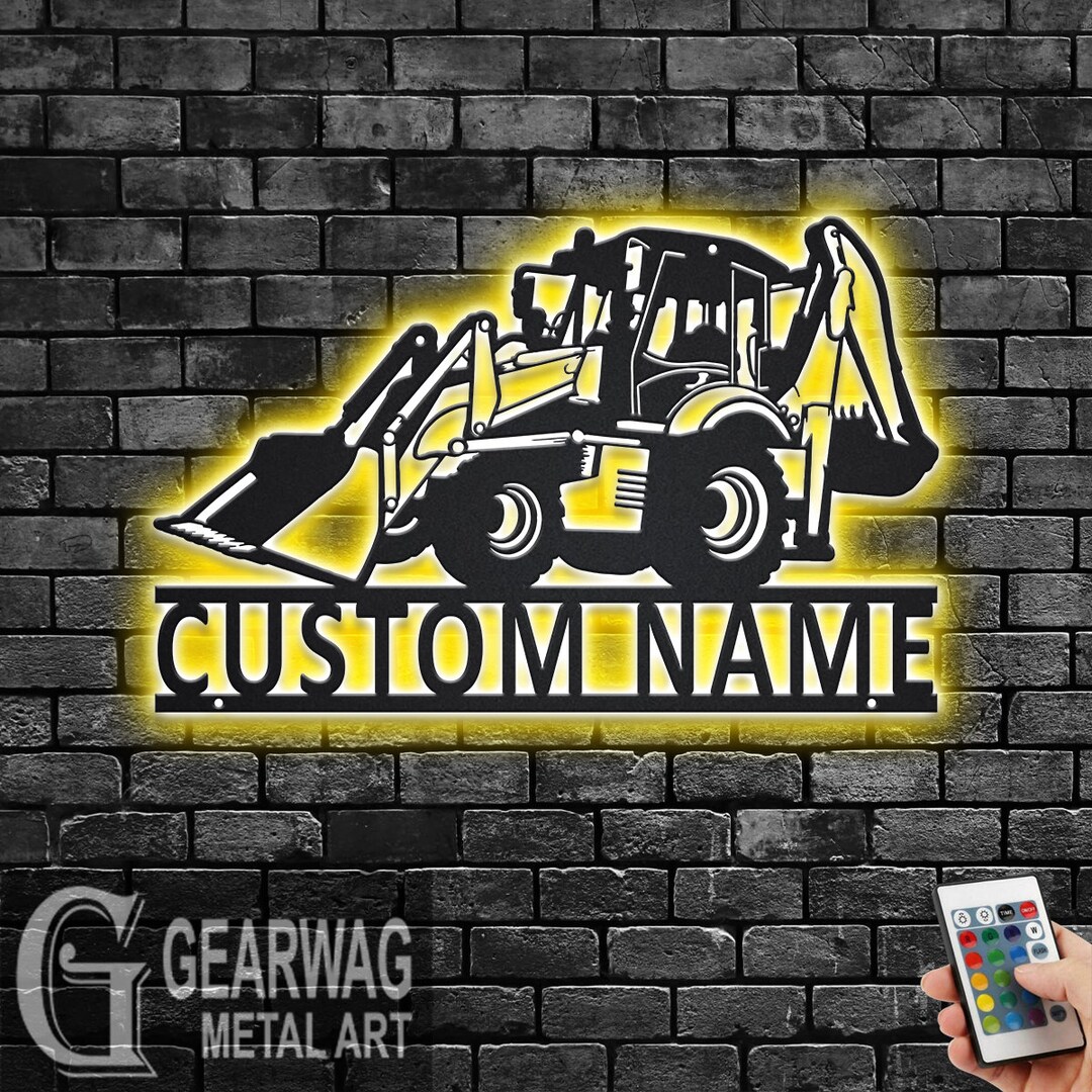 Custom Backhoe Truck Metal Wall Art: Personalized LED Name Sign - Etsy