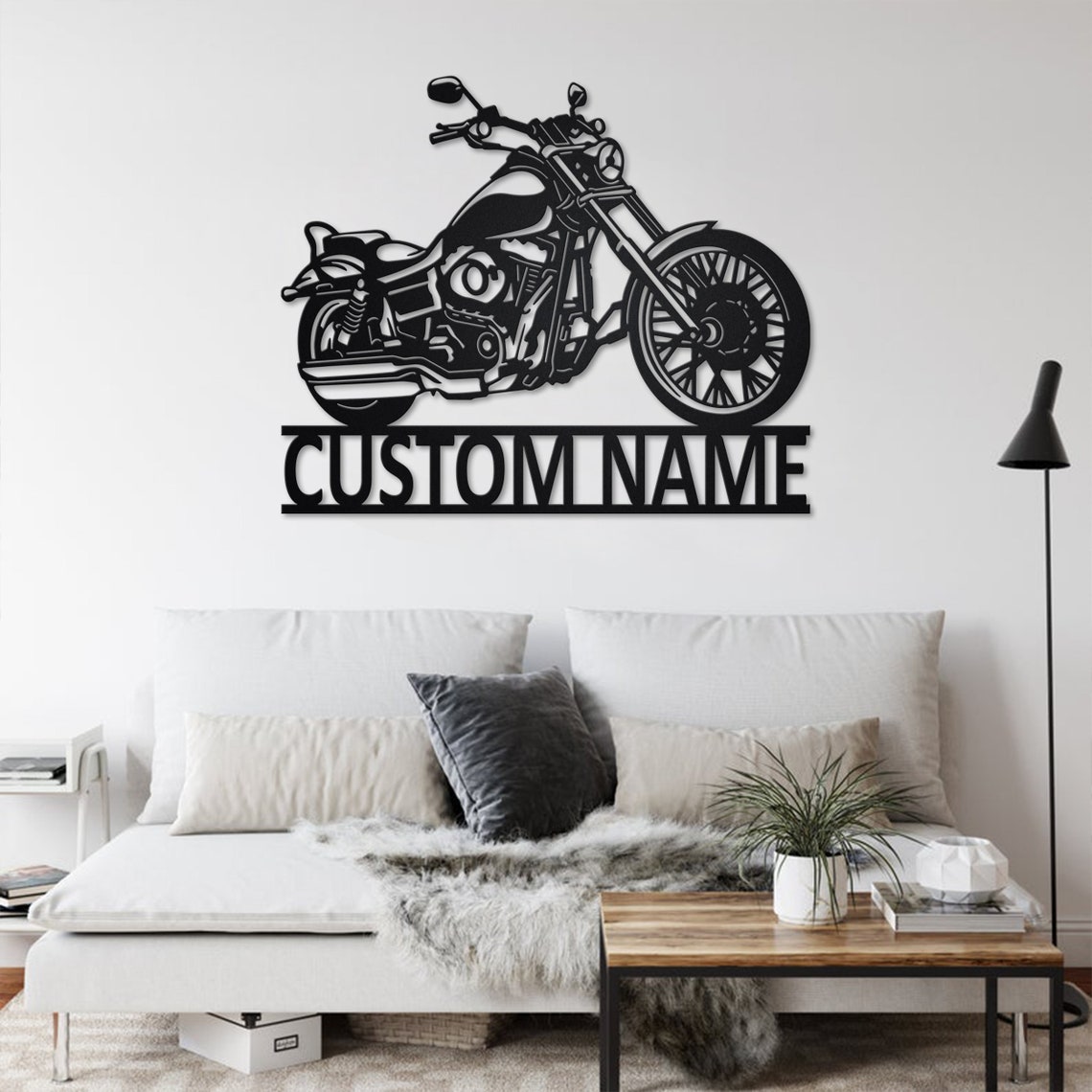 Custom Motorcycle Chopper Metal Wall Art With LED Light - Etsy
