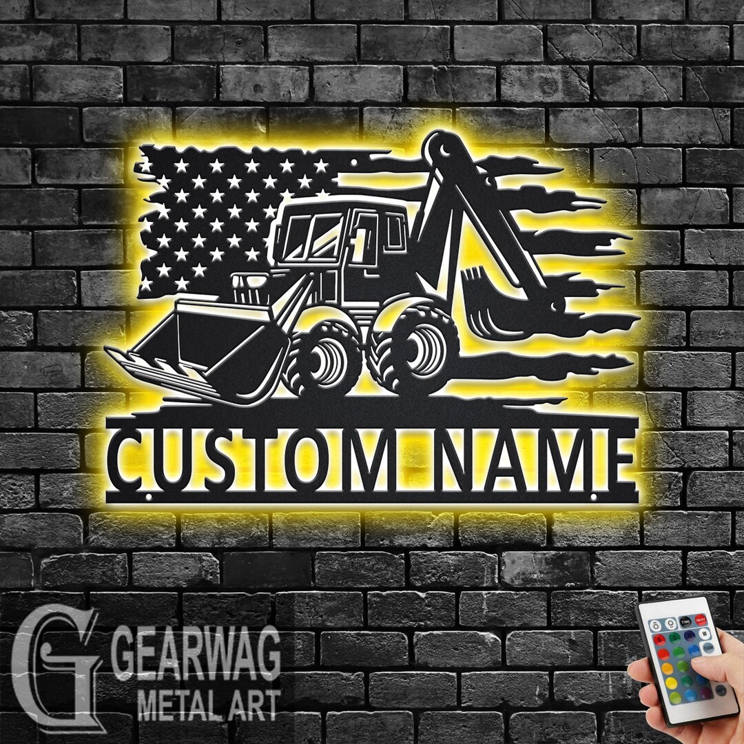 Custom Backhoe Truck Metal Wall Art With LED Lights - Etsy