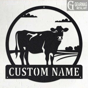 Custom Cow Farm Metal Sign With LED Lights: Personalized Farmhouse ...