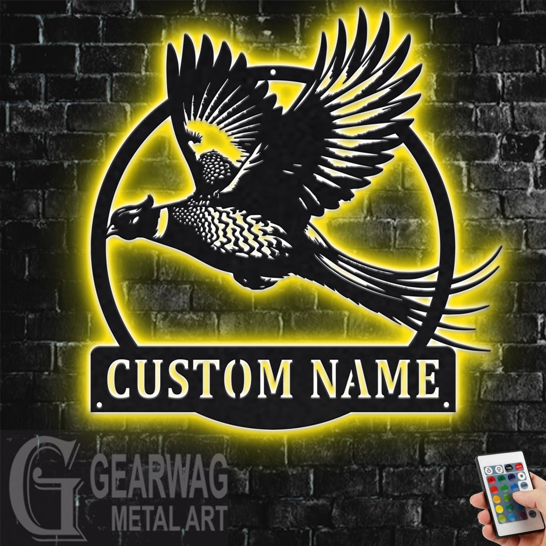 Personalized Pheasant Metal Sign With LED Lights: Custom Name Decor - Etsy