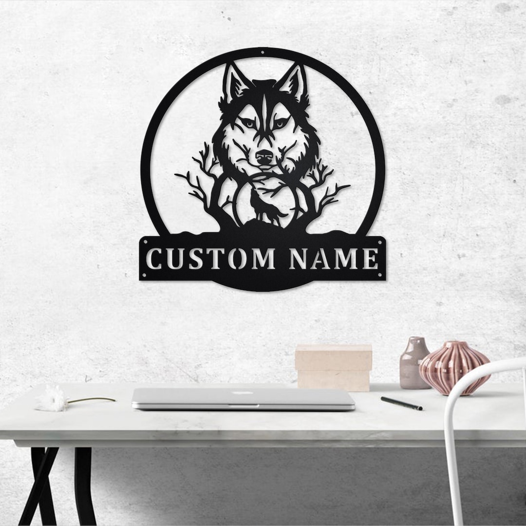 Wolf Monogram Personalized Metal Wall Decor | Wolf Metal Wall Art ...