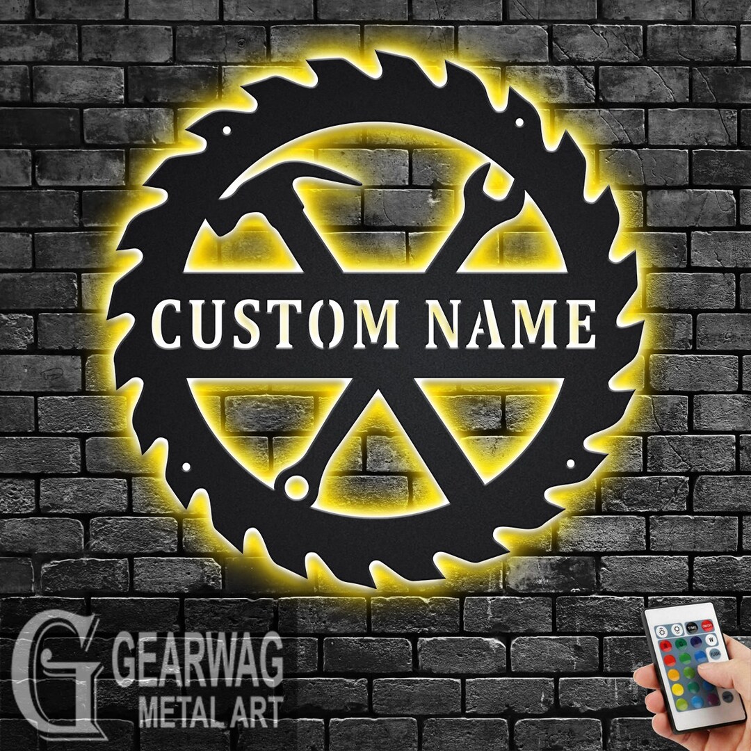 Custom Handyman Metal Wall Art With LED Light, Personalized Workshop ...