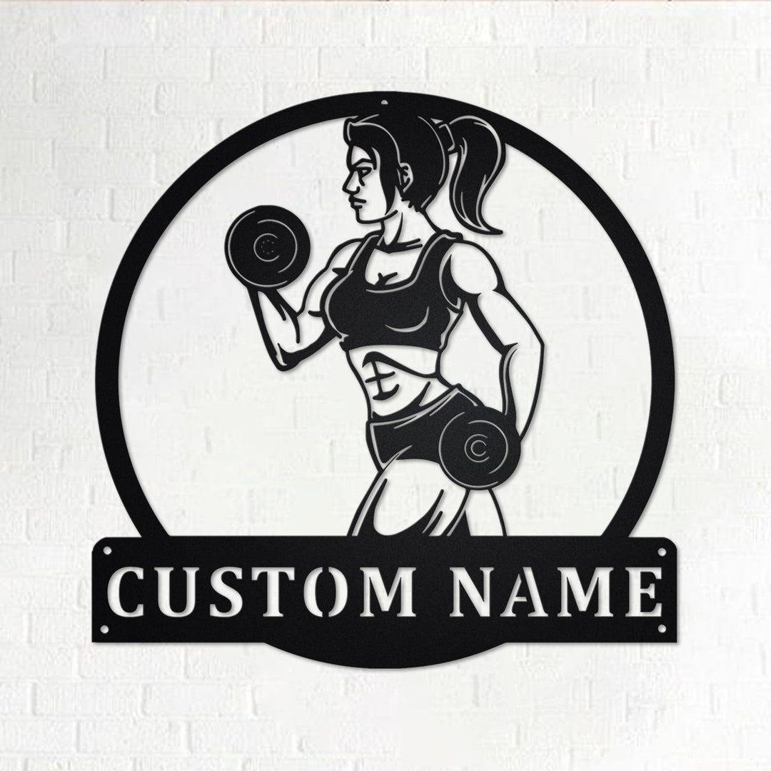 Custom Powerlifting Girl Metal Wall Art, Personalized Powerlifting Name ...