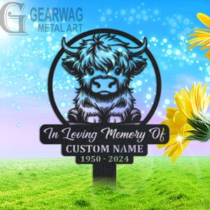 Custom Highland Cow Memorial Stake: Metal Outdoor Sympathy Sign - Etsy