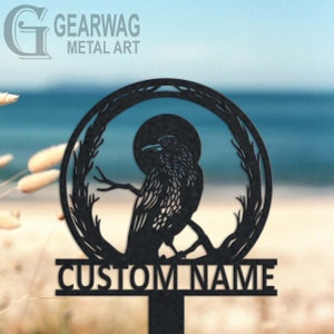 Personalized Black Crow Garden Sign, Metal Yard Art, Custom Raven Bird ...