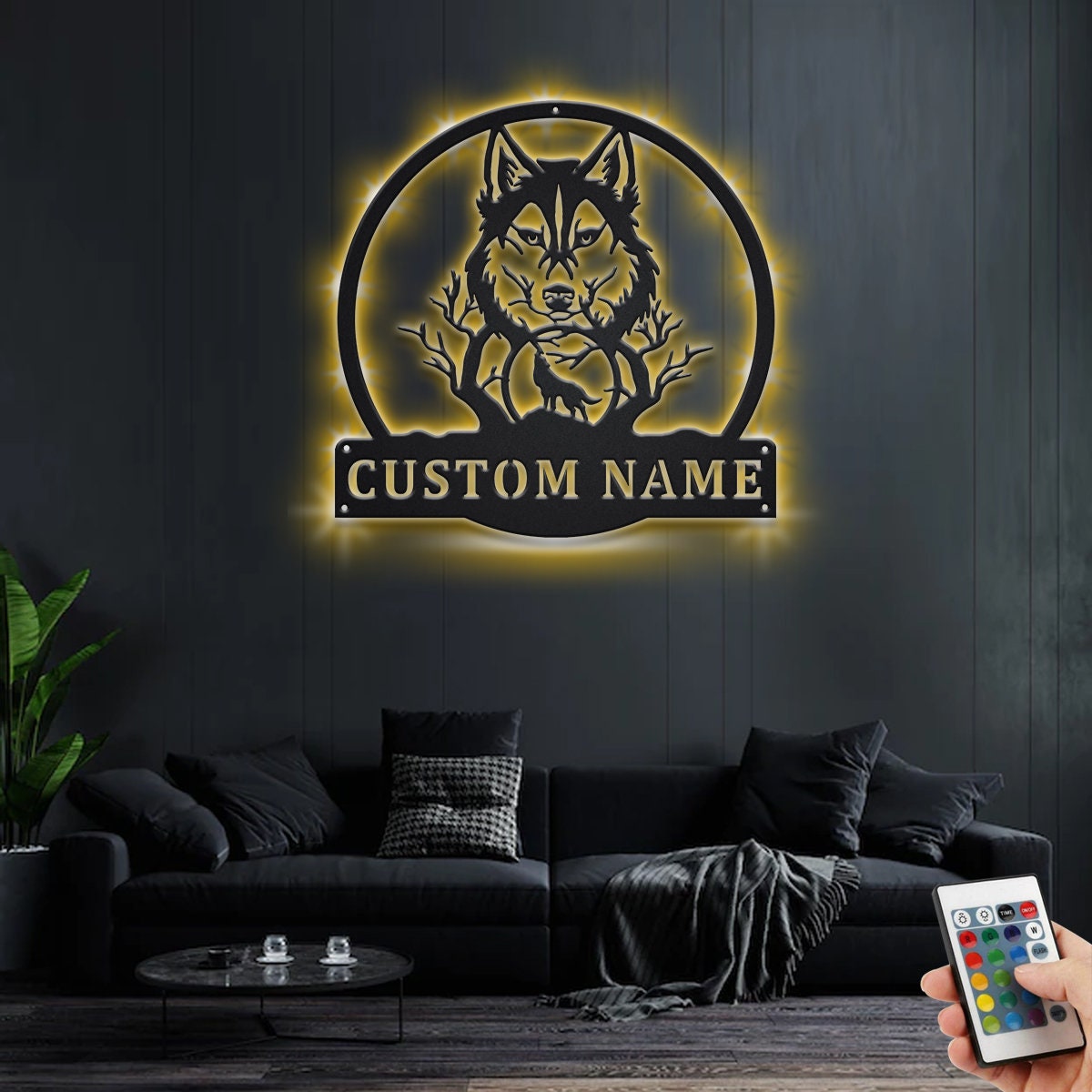 Custom Wolf Metal Wall Art With LED Light Personalized Wolf - Etsy