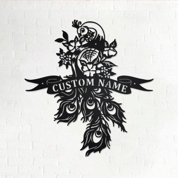Custom Peacock Metal Wall Art Personalized Peacock Name Sign - Etsy