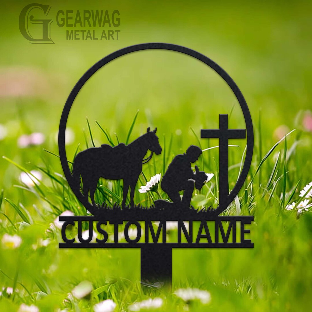 Personalized Cowboy Metal Garden Sign: Custom Memorial Yard Art - Etsy