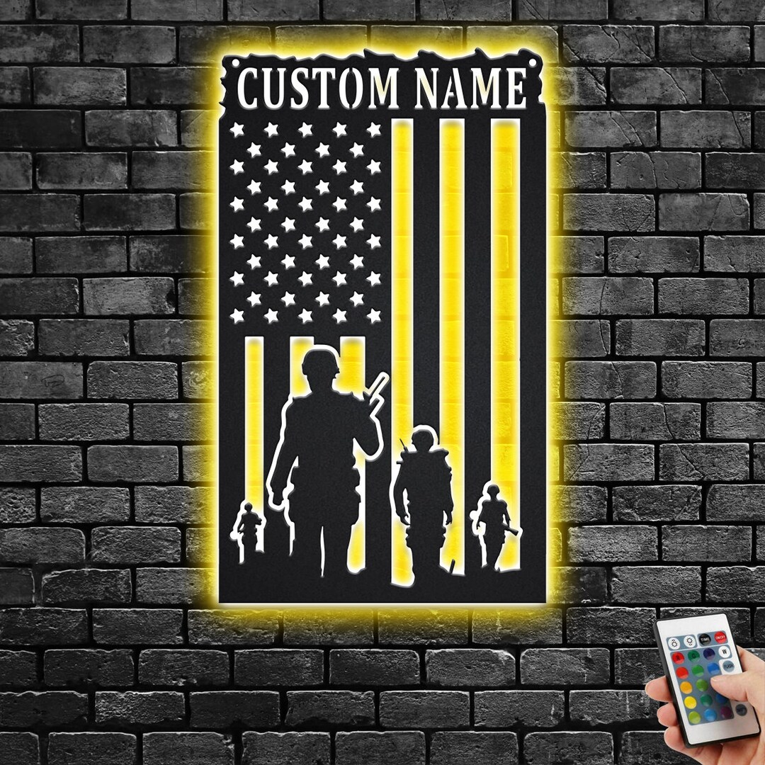 Custom Fallen Soldier Metal Wall Art With LED Lights - Etsy