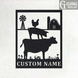 Custom Farm Animal Metal Sign With LED Light, Personalized Farm Animal ...