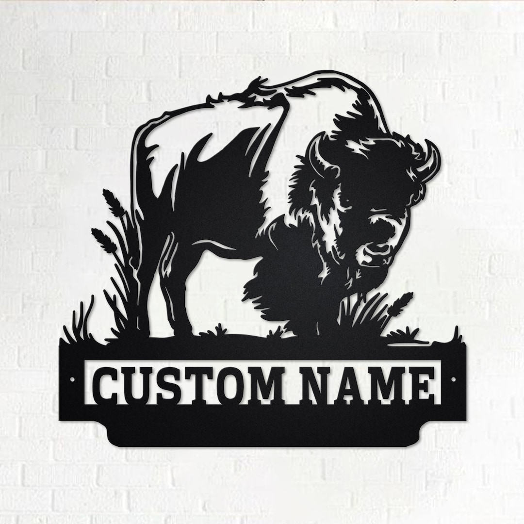 Custom Bison Buffalo Metal Wall Art, Personalized Bison Buffalo Name ...
