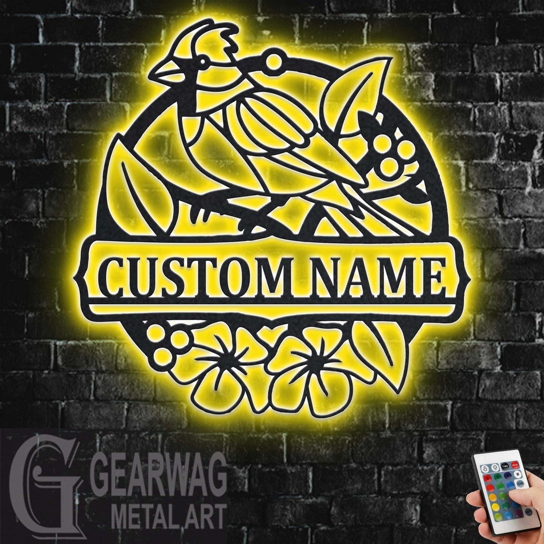Custom Cardinal Bird Metal Sign With LED Lights: Personalized Room ...