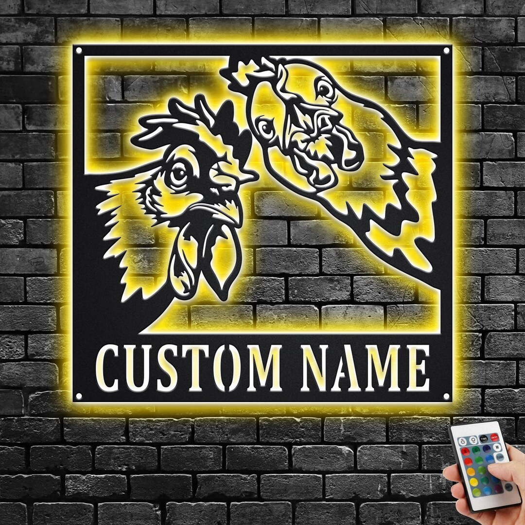 Custom Chicken Farm Metal Wall Art With LED Light, Personalized Chicken ...