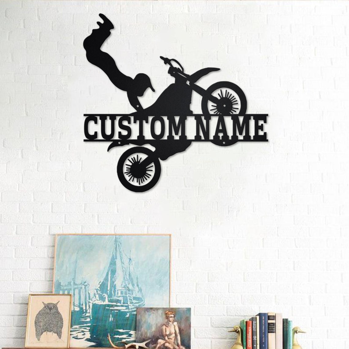 Custom Biker Metal Wall Art With LED Light Personalized Dirt - Etsy