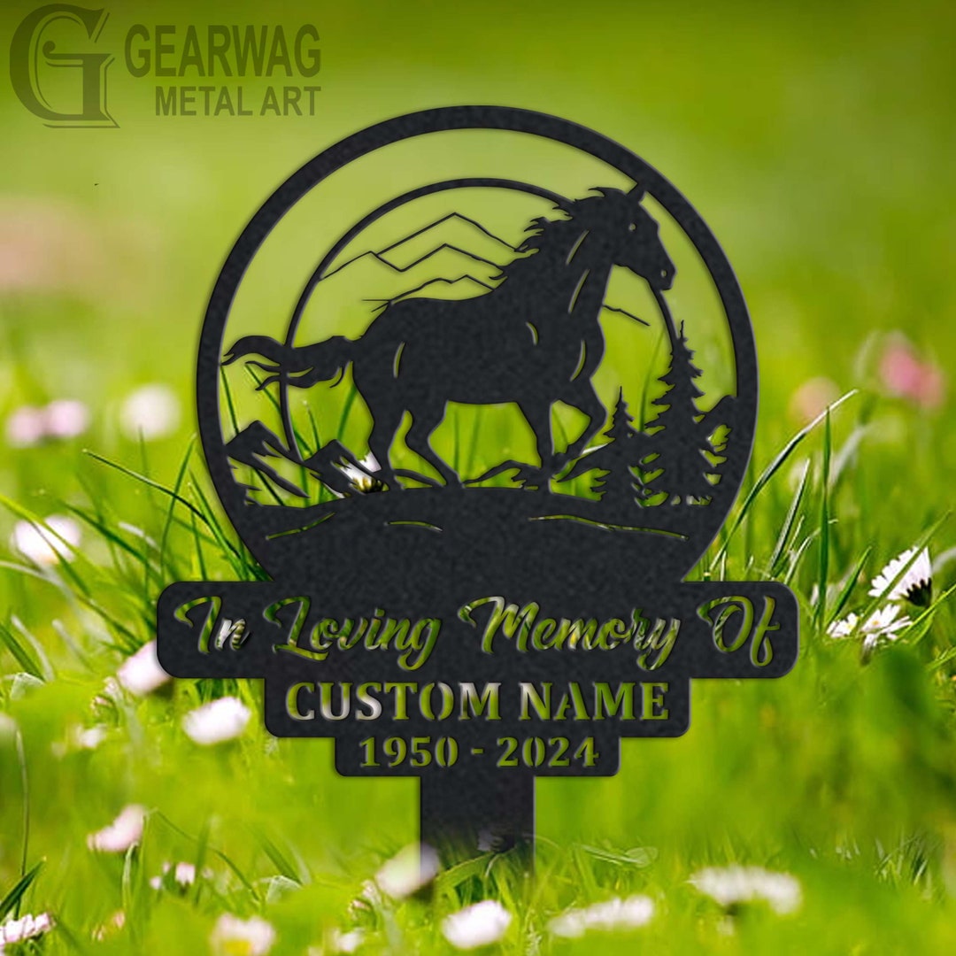 Custom Horses Memorial Stake, Metal Stake, Outdoor Decor, in Loving ...