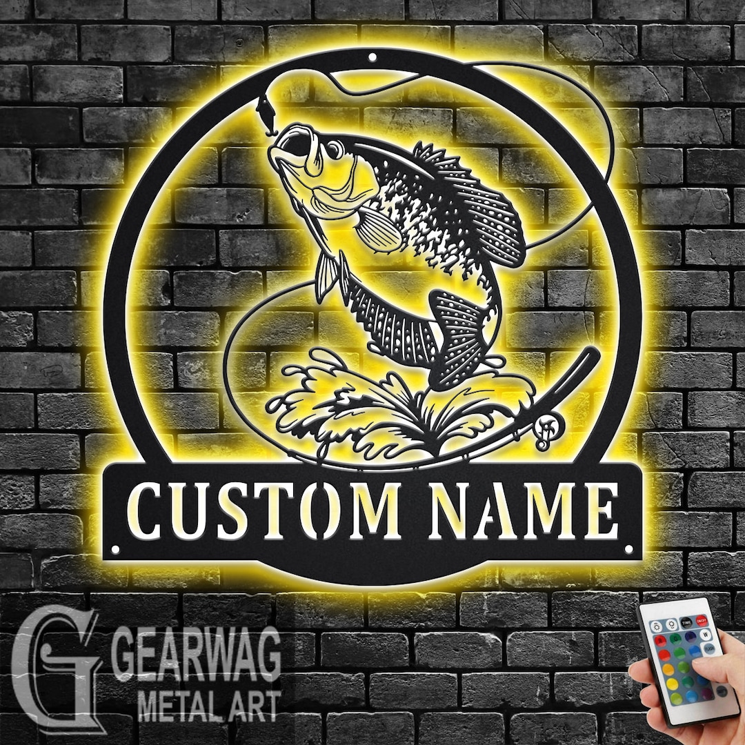 Custom Crappie Fish Metal Wall Art With LED Light, Personalized Crappie ...