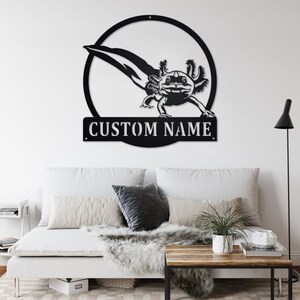 Custom Axolotl Metal Wall Art With LED Light, Personalized Axolotl Name ...