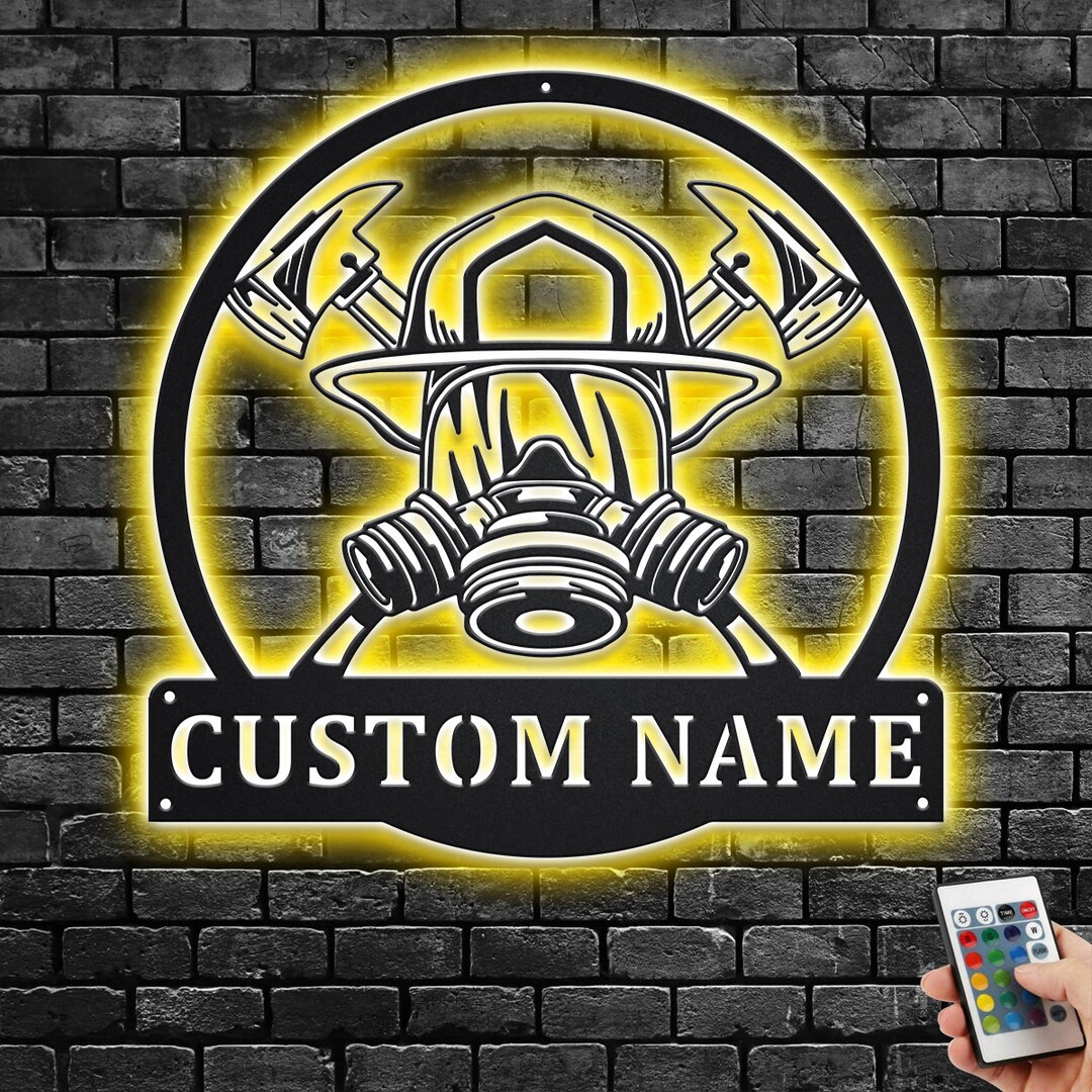 Custom Firefighter Metal Wall Art With LED: Personalized Name Sign - Etsy