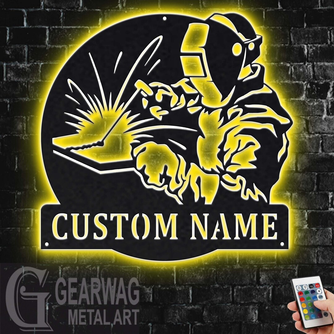 Custom Welder Metal Sign With LED Lights: Personalized Name Decor - Etsy