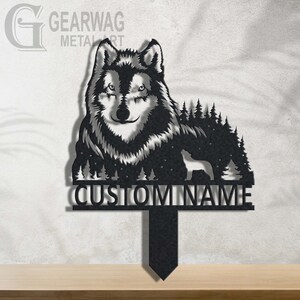 Personalized Wolf Garden Sign, Metal Yard Art, Custom Wolf Garden Sign ...