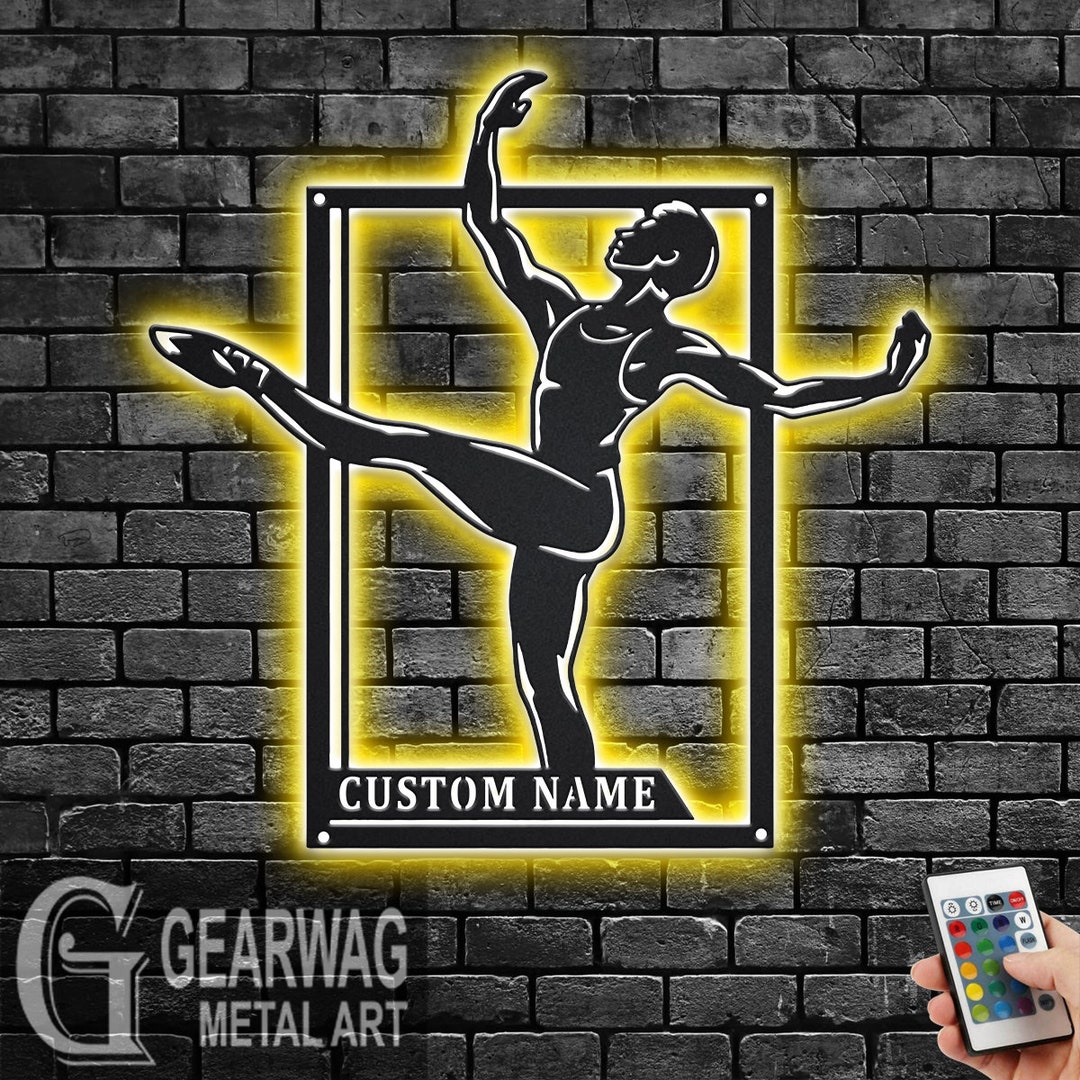 Custom Male Ballet Signage Metal Wall Art With LED Light, Personalized ...