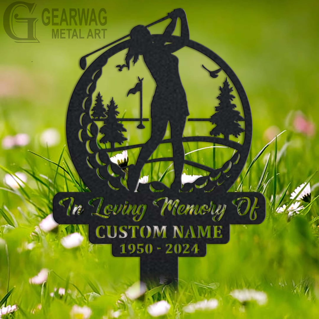 Custom Female Golfer Memorial Stake: Metal Sympathy Garden Sign - Etsy