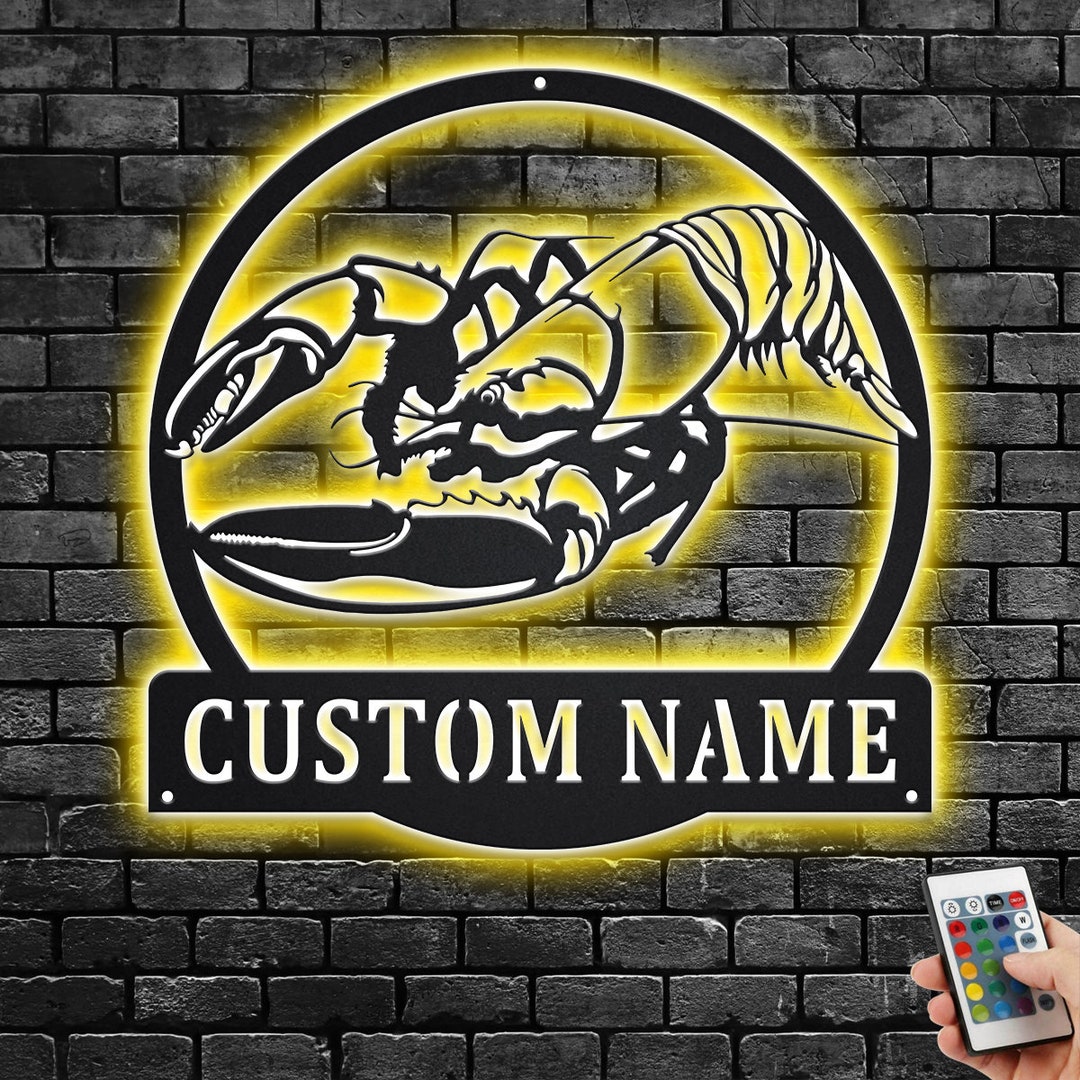 Custom Lobster Metal Wall Art With LED Light Personalized - Etsy