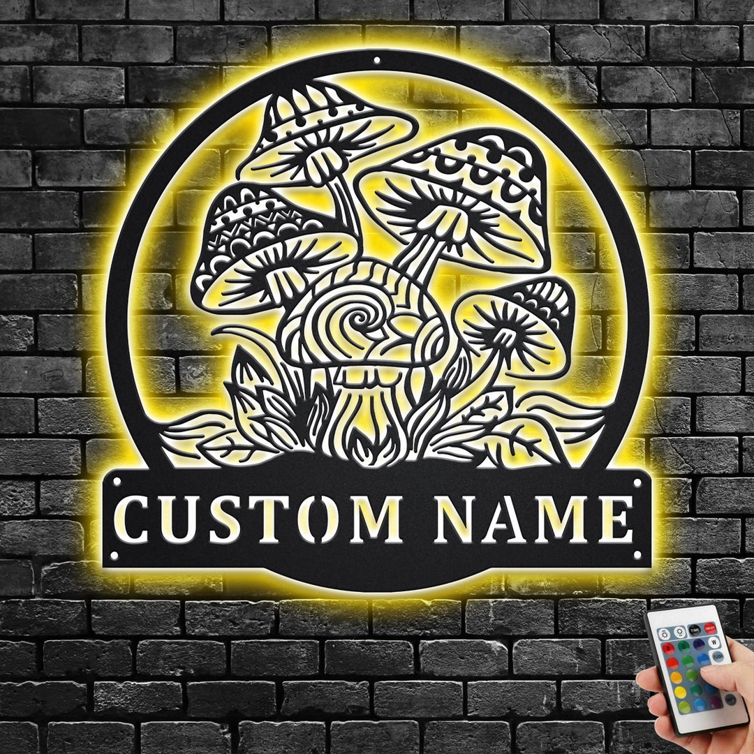 Custom Mushrooms Metal Wall Art With LED Light, Personalized Mushrooms ...