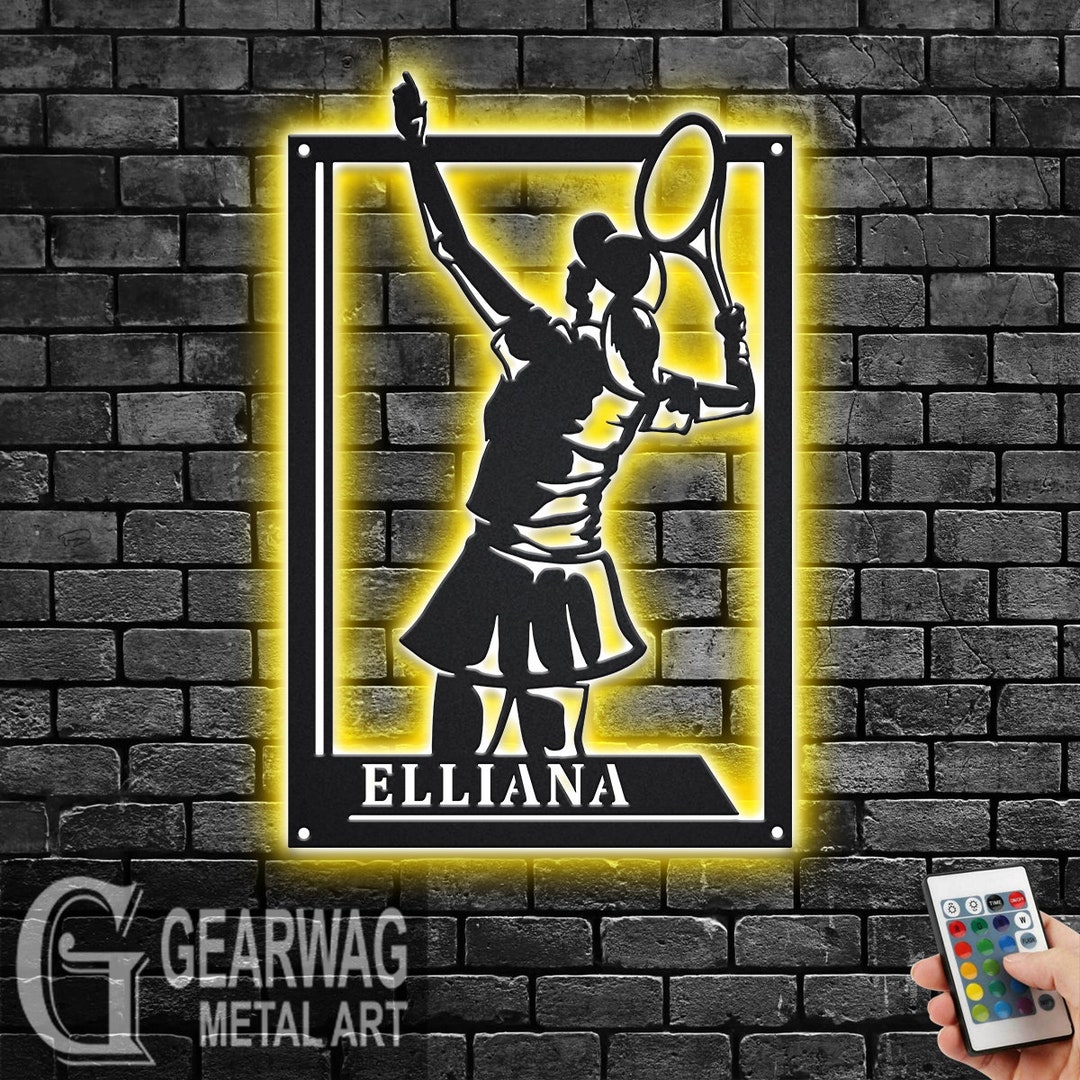 Personalized Female Tennis Metal LED Wall Art: Custom Name Sign - Etsy