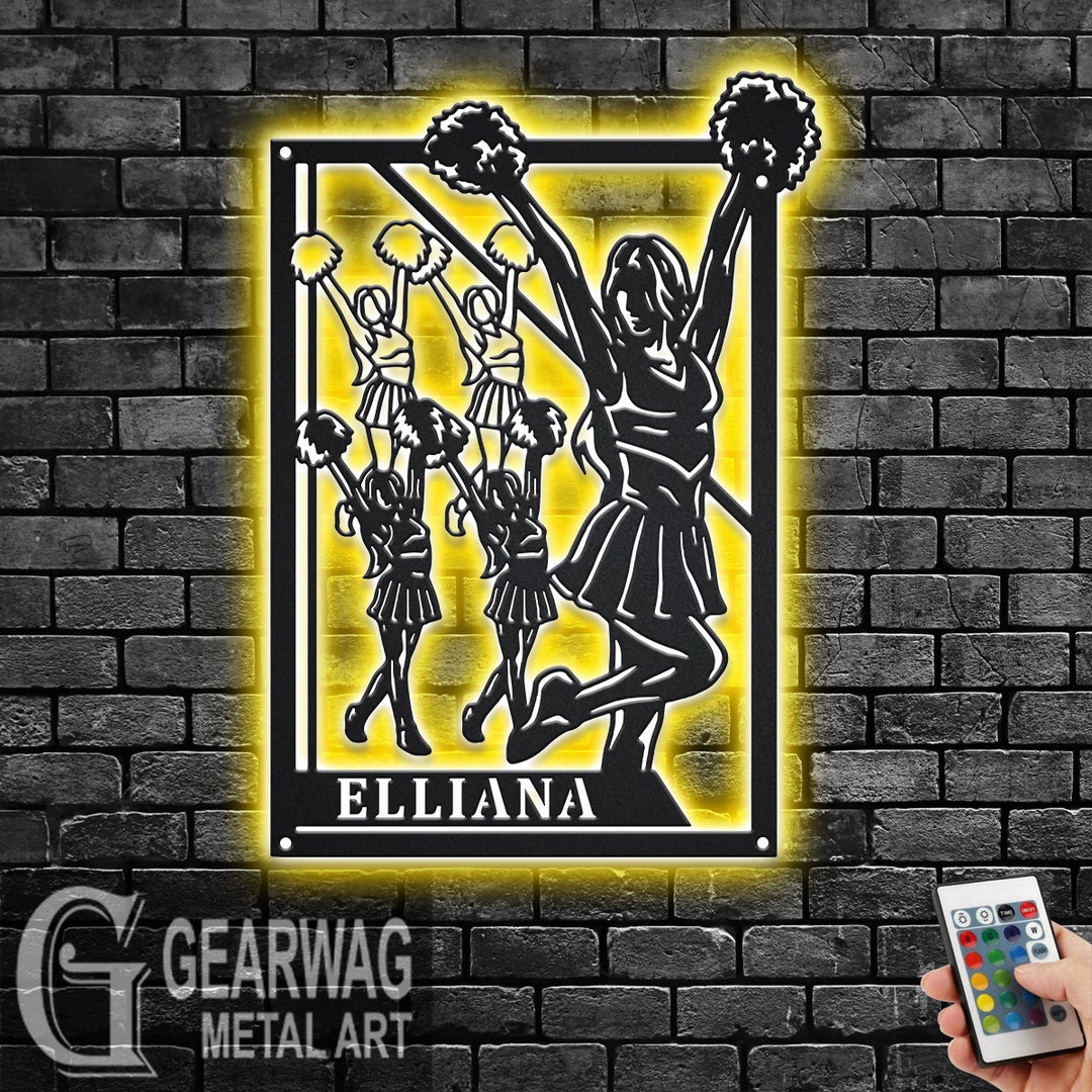 Custom Cheerleading Signage Metal Sign With LED Light, Personalized ...